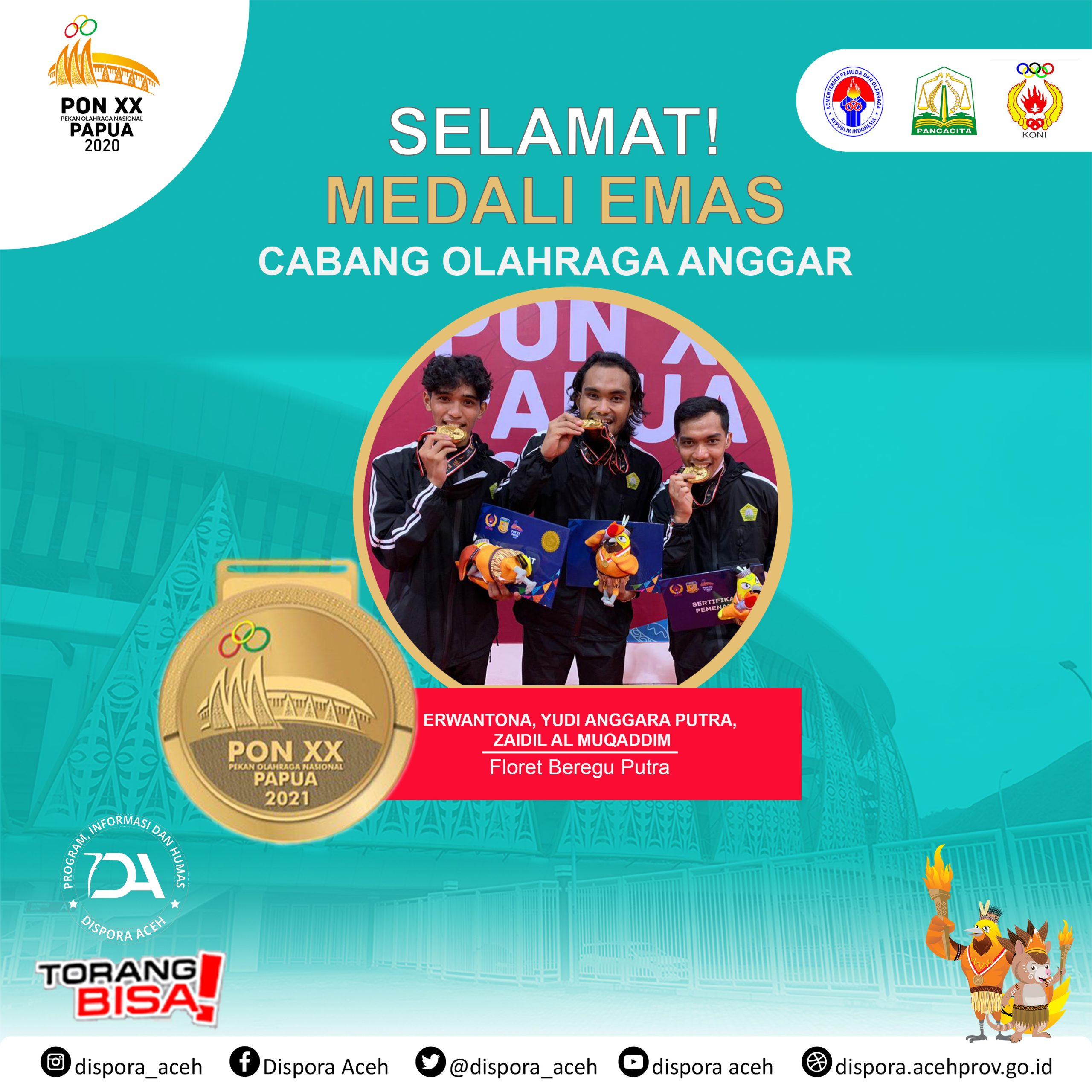 Atlet Peraih Medali pada PON XX Papua 2021 – Dinas Pemuda dan Olahraga